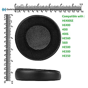 Geekria Comfort HybridVelour Replacement Ear Pads for Hifiman HE400SE HE400 HE400I HE400S HE560 560I HE500 300 HE350 Headphones Ear Cushions, Headset Earpads, Ear Cups Cover Repair Parts (Black)