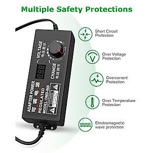 Arkare Universal Power Supply 120W AC Adapter Adjustable Power Adapter 4.5V 5V 9V 12V 10A 8A 6A 5A 3A 1A AC/DC AC 100-240V to DC 4~12V Multi Voltage Switching with 15 Tips & Polarity Converter