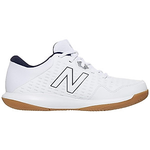 New Balance mens 696 V4 Hard Court Tennis Shoe, White/Navy, 10.5 US