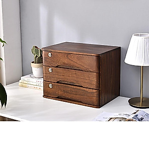 Desktop Storage Box - Desktop File Cabinet Organizers, Flat File Cabinet Storage With Lock, Solid Wood Desktop Drawer Cabinet, 1/2/3/4 Tier File Cabinet/Desktop Storage Cabinet/Data Cabinet ( Size : 3