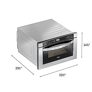 KoolMore KM-MD-1SS 24 Inch Stainless Steel Microwave Drawer with 1.2 cu. ft. Oven, 1000W Power with 10 Custom Cooking Levels, Memory, and Timer Functions, Wall-Mounted with Flat Bottom