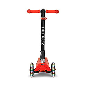 Jetson 3-Wheel Scooters - Twin Kick Scooter (Red) - Collapsible Portable Kids Three Wheel Push Scooter - Lightweight Folding Design with High Visibility RGB Light Up LED Wheels