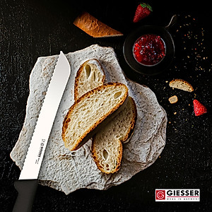 Giesser since 1776, Made in Germay, Bread Knife 9 Inch, High Carbon German Steel, Dishwasher safe, rustfree