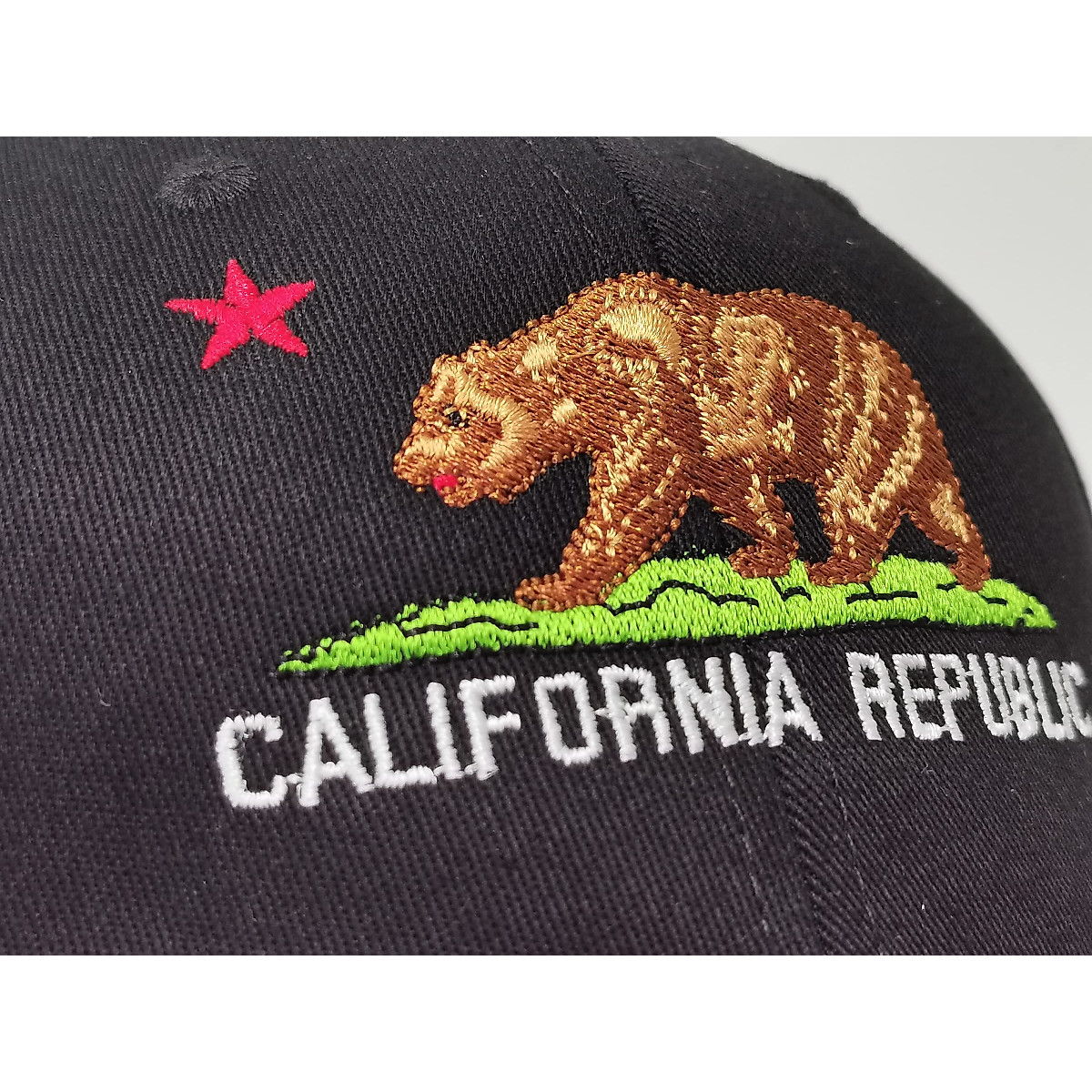 Hepandy California Cali Bear Flag Embroidered Baseball Caps for Women Men Girl, Adjustable Cotton Black Dad Hat Snapback Trucker Hat
