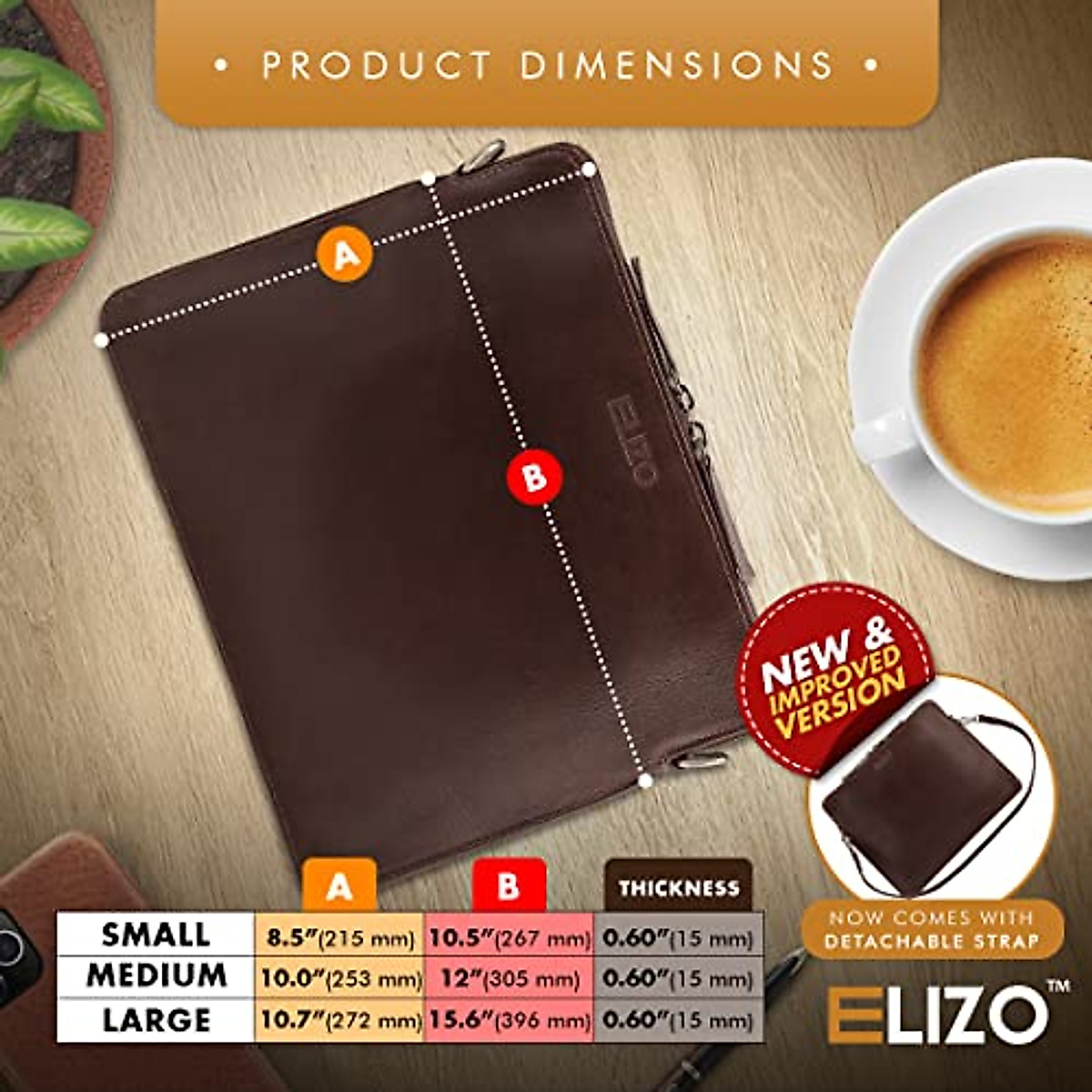 Leather IPad Pro 12.9 Case IPad Cover - Apple IPad 8th Generation Case - IPad Sleeve - IPad Case 13 Inch Leather Laptop Bag - Surface Pro 7 Case Galaxy Tab S7+ - Jacobean - ELIZO