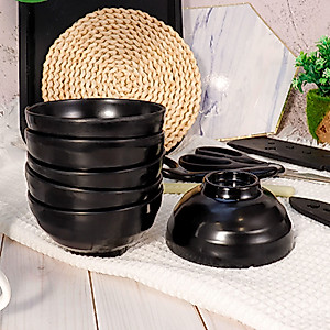 Ganydet Black Dip Bowls 6 Packs, 8.5oz Melamine Bowls, Small Dessert Bowls Soup Bowls, Matte Black Plastic Bowls for Rice Soup Ice Cream Snacks Side Dishes Dipping Sauces, 4.5'' × 2.1''