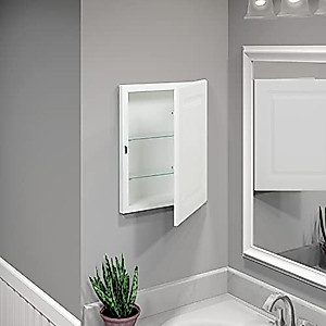 American Pride Recess-Mount Raised Panel Door Medicine Cabinet, 16" x 20", Steel Body, White