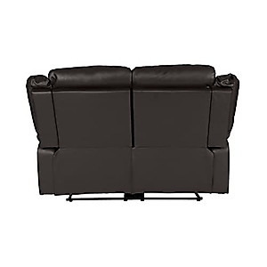 Lexicon Azrael Faux Leather Double Manual Reclining Loveseat, 62" W, Brown