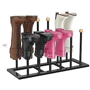TomCare Boot Rack 19.5" Free Standing Shoe Racks for 6 Pairs Tall Boots,Shoe Storage Organizer Boot Storage Organizer Tall Boots Black Metal Shoe Racks for Entryway Closet Garage
