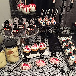 36 PCS Halloween Tombstone Cupcake Toppers Glitter RIP Cemetery Graves Zombie Cross Cupcake Picks for Halloween Theme Birthday Party Cake Decorations Supplies