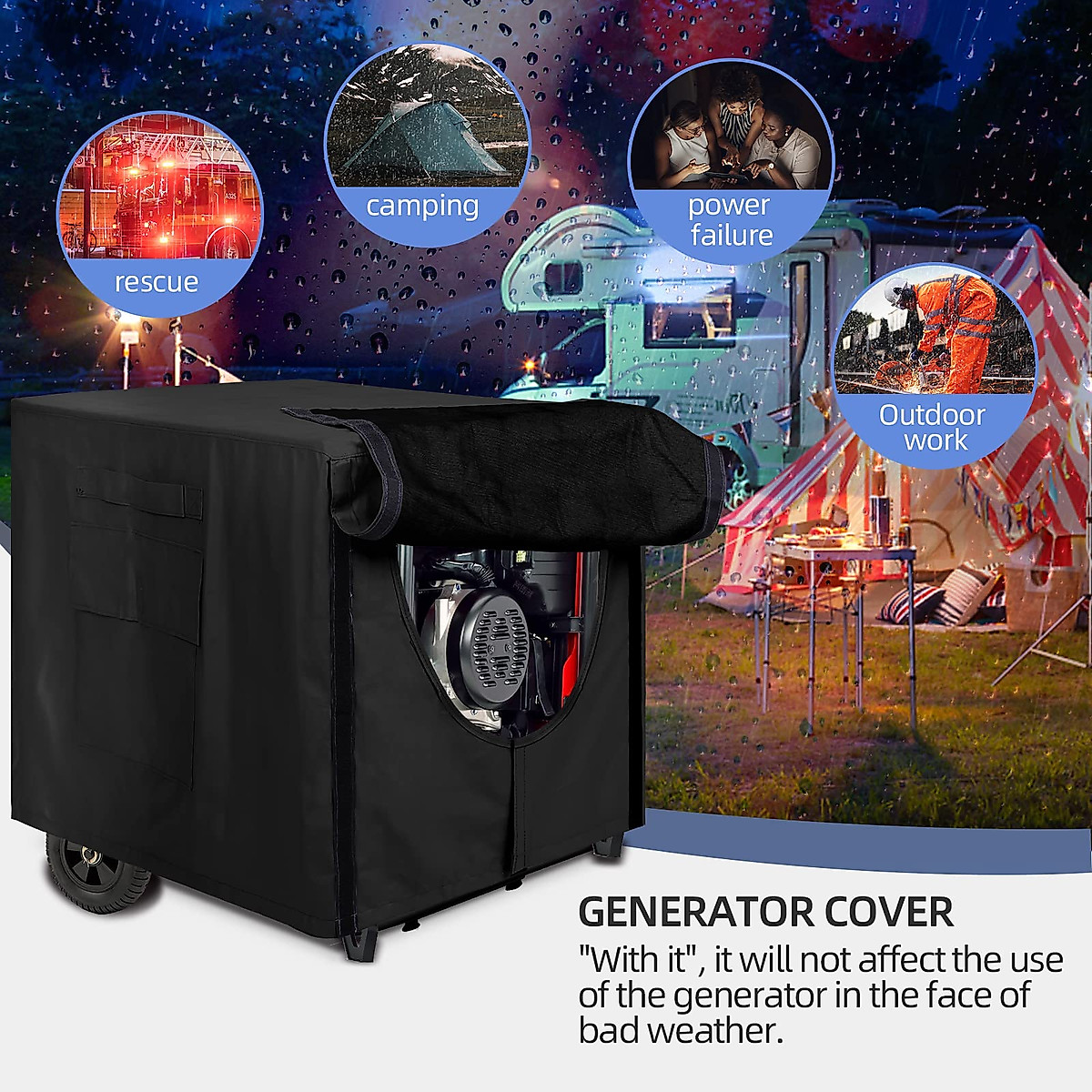 PALON Outdoor Heavy Duty Thickened Waterproof Generator Cover with Easy Access Cover, Windproof, Rainproof, Dustproof, UV Resistant, Portable Generator Cover for General Purpose Generators