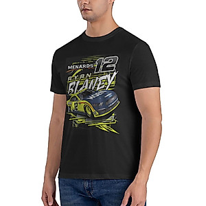 Ryan Blaney 12 Men's T-Shirt Crewneck T-Shirt Printing Performance Classic Short Sleeve Black