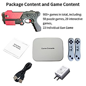 Damcoola Game Console with 900+ Games, Handheld Retro Video Game Console for Kids& Adults, Game System with AR Gun Game,2 Game Controller, TV Plug& Play, Xmas Birthday Toy Gift for Boys& Girls Age 3 +