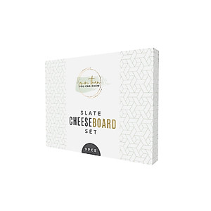 Slate Cheese Board Set with Handles | 9 pcs - 12" x 16" Serving Tray, Stainless Steel Cheese Knife Set with Ceramic Bowls + Soapstone Chalk