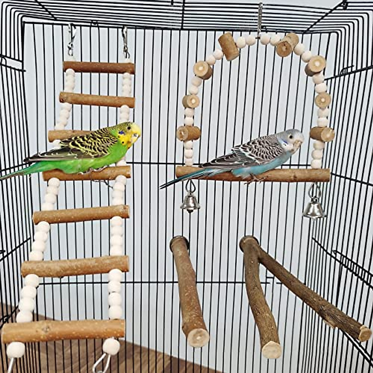 Luonfels Bird Swing Perches Ladder Perch for Parakeet Budgies Parrot Cockatiels Conure Lovebirds 4 Pack