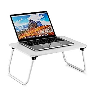 Folding Lap Desk, Ruxury Laptop Stand Bed, Breakfast Serving Tray, Portable & Lightweight Mini Table, Lap Tablet Desk for Sofa Couch Floor - White