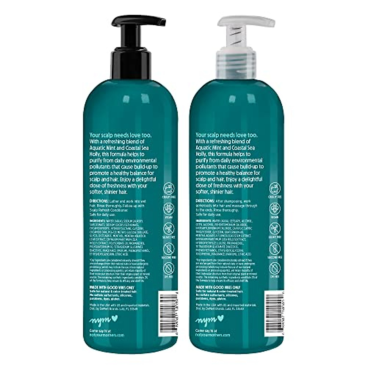Not Your Mother's Naturals Scalp Refresh Shampoo and Conditioner Set - 98% Naturally Derived Ingredients, Sulfate-Free Shampoo and Conditioner for All Hair Types (Aquatic Mint & Sea Holly)