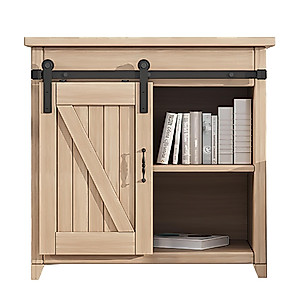 ZEKOO 5FT Super Mini Sliding Barn Door Hardware Kit for Single Door Cabinet, Small Barn Door Hardware Track Kit for TV Stand, Cupboards, Storage Cabinets, Wardrobes, I Shape Hanger (No Cabinet)