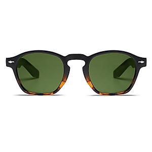 VANLINKER Retro Small Square Sunglasses for Men Womens Trendy Thin Cube Shades Vintage Luxury Eyewear VL9774 Black Tortoiseshell