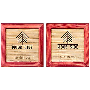 Rustic Wooden Square Picture Frame 12x12 - Natural Eco Distressed Wood Wall Mounting Photo Frame - Red