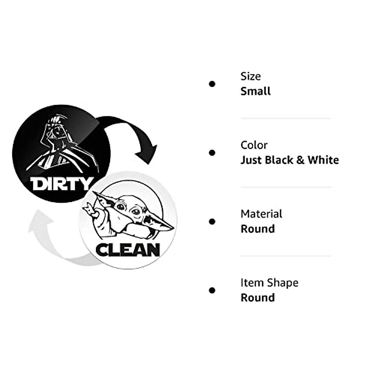 Dishwasher Magnet Clean Dirty Sign Indicator - Clean Dirty Dishwasher Magnet - Kitchen Dish Washer Magnet - Waterproof and Double Sided Flip with Bonus Adhesive Metal Plate (Black & White)