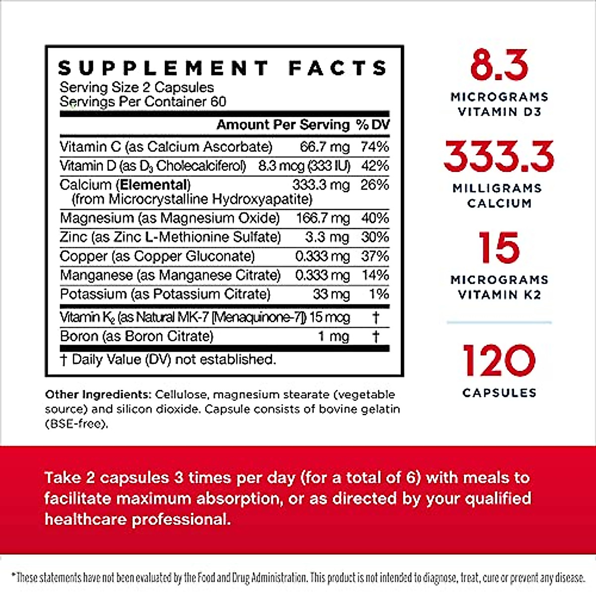 Jarrow Formulas BoneUp - 120 Capsules - Micronutrient Formula for Bone Health - Supplement Includes Natural Sources of Vitamin D3, Vitamin K2 (as MK-7) & Calcium - 60 Servings (Packaging May Vary)
