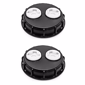 QWORK IBC Tote Lid Cover, 6.5" IBC Tank Water Liquid Tank Cap with Double Vent Hole for Chemical, Food, Industries Storage, 2 Pack
