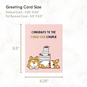 ALY LOU Funny Wedding Card, Engagement Bridesmaid Bachelorette Cards for Bride/Groom, Bridal Wedding Shower, For Him/Her, Couple, Congratulations Greeting Cards (Congrats To The Corgi-ous Couple)
