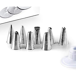 Ibili Cookie Press Gun, 18/10 INOX Stainless Steel Cookie Press for Baking, Dishwasher Safe, Includes 10 Variated Discs and 8 Interchangeable Nozzles - Made in Spain