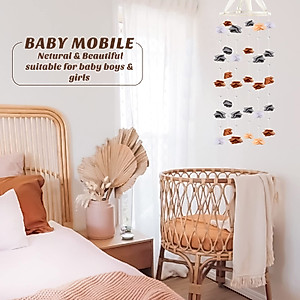 Baby Mobile for Crib, Felt Rose Flower Crystals Pearls Mobile Nursery Mobile for Boys Girls Boho Nursery Decor Soothe Toy Baby Shower Set for Infant Bedroom Hanging Decoration Toy