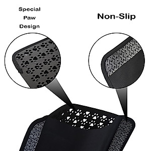 KAYOUBI Cat Litter Mat Litter Trapping Mat (Right Hand Pet Grooming Gloves Cat Brushes Included) Double-Layer Kitty Paw Design Kitty Mat (with Glove for GentleShedding) (WITH GLOVE, BLACK BLUE)