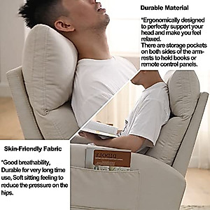 Morhome Modern Tufted Accent Rocking Chair, Upholstered Nursery Glider Rocker with High Backrest for Baby and Kids, Set of 1, Beige