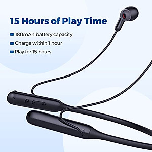 gorsun E19 Bluetooth Headphones Neckband, Wireless in-Ear Sport Headphones, 15H Play Time, Foldable and Lightweight, IPX5 Waterproof, Bluetooth 5.1
