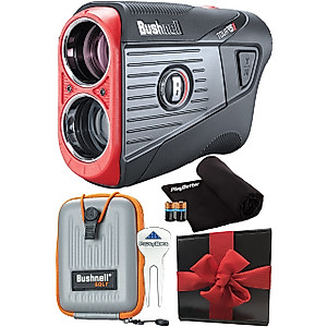 Bushnell Tour V5 (Standard) Golf Laser Rangefinder Patriot Pack PlayBetter Bundle | with Carrying Case, Divot Tool, PlayBetter Microfiber Towel and Two Batteries | Pinseeker Jolt, 6X Mag | 201901P