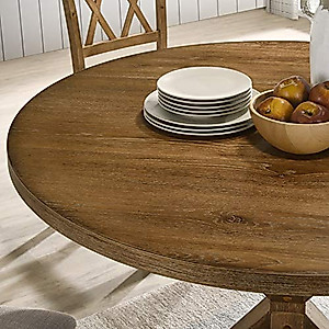 Roundhill Furniture Windvale Cross-Buck Base Counter Height Dining Table, Distressed Black