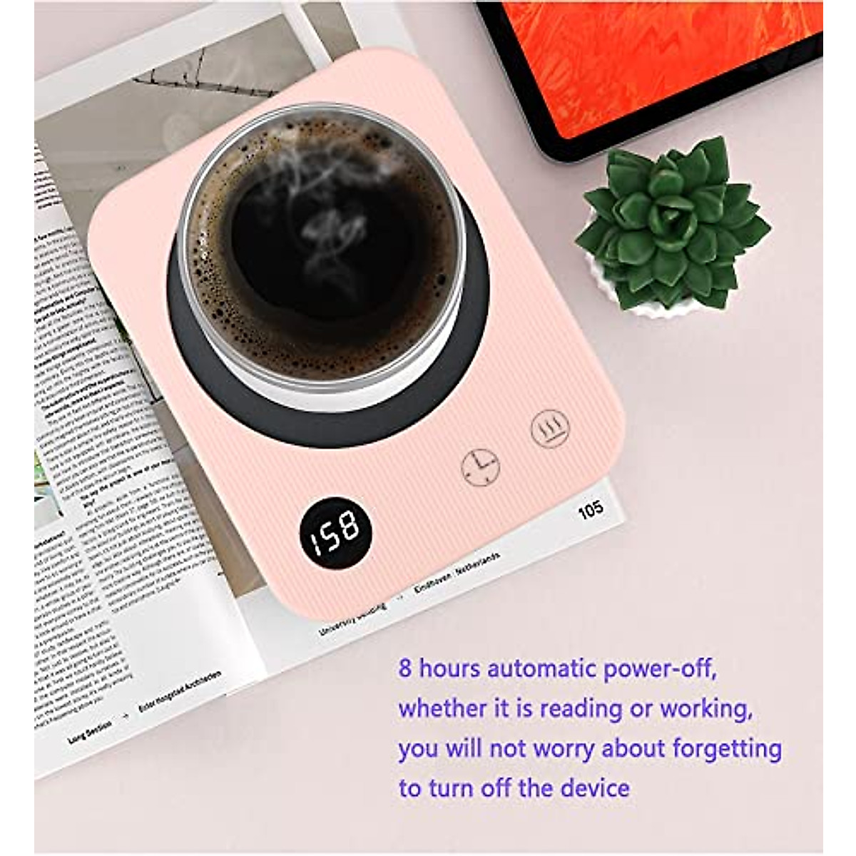 Lemiyoo Coffee Mug Warmer,Cup Warmer Plate for Desk,Auto Shut Off,Smart Beverage Electric Candle Warmer for Coffee,Tea,Gifts for Parents, Family, Friends, Christmas (Pink)