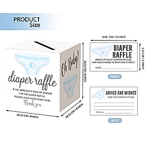 mermermu Diaper Raffle Tickets and Advice Cards For Baby Shower - 1 Card Collection Box & 50 Tickets, Baby Shower Card Box, Party FavorsDecorationsSupplies, Game Kit, 8" Card Box -002BOX