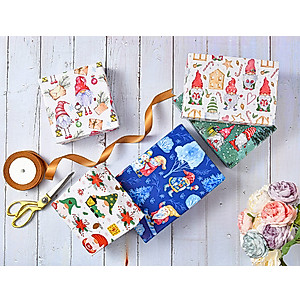Titiweet Gnome Christmas Wrapping Paper - Christmas Wrapping Paper Clearance, 12 Sheets Cute Christmas Gonme Wrapping Paper for Men Women Boys Girls, 20 x 28 Inches Per Sheet