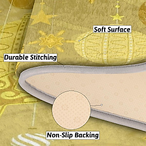 Tavisto Gold Christmas Fluffy Oval Shaggy Rugs for Bedroom Aesthetic Plush Floor Mat - Soft and Absorbent - Ideal for Living Room,Home Decor, and Playrooms