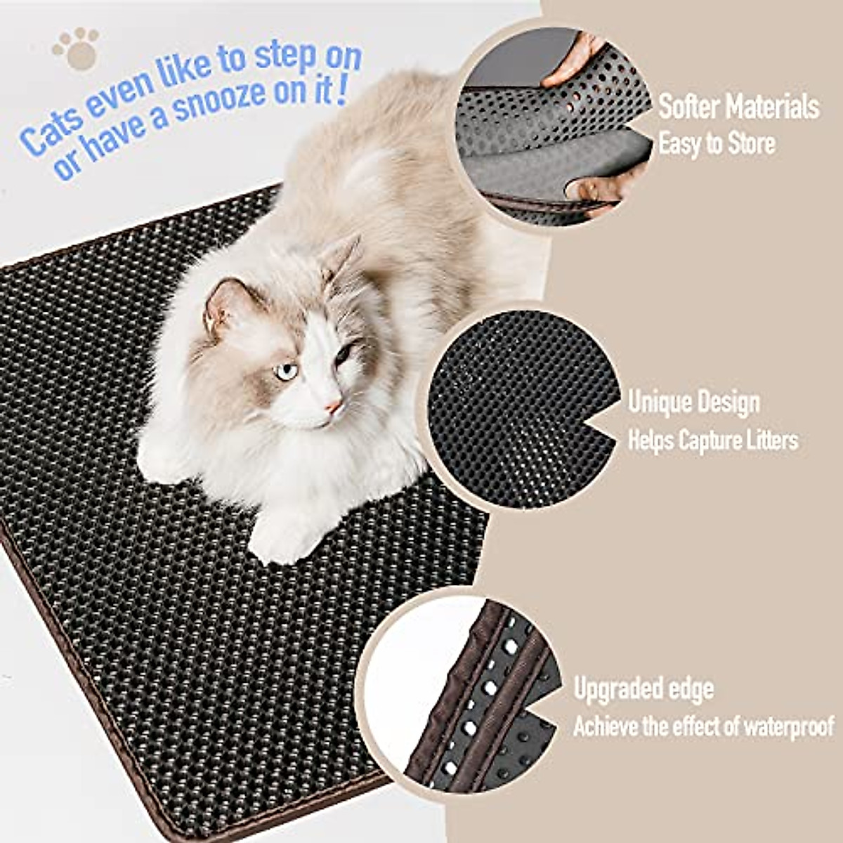 Shekkam Cat Litter Mat Litter Trapping Mat: Large Double-Layered Kitty Litter Mat for Litter Box, No Mess, Easy Clean Cat Litter Rug Catcher