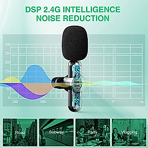 Wireless Lavalier Microphones for iPhone ipad Android, (2 Mics with 2 Receivers) 2.4Hz Plug-Play Reverberation,Auto-Sync Lapel Microphone for Facebook, YouTube,TikTok,Video Recording,Vloggers