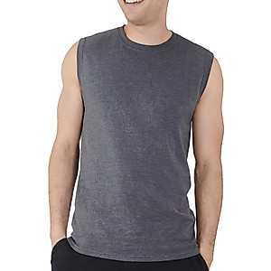 Fruit of the Loom Men Sleeveless Tee (X-Large, Charcoal Heather)