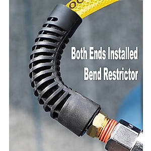 YOTOO Reinforced Polyurethane Air Hose 1/4" Inner Diameter by 100' Long, Flexible, Heavy Duty Air Compressor Hose with Bend Restrictor, 1/4" Swivel Industrial Quick Coupler and Plug, Yellow