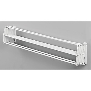 mDesign Steel Wall Mount Accordion Expandable Retractable Clothes Air Drying Rack - 8 Bars for Hanging Garments - Mounted Organizer for Laundry/Utility Room, Bathroom, Garage, Bardo Collection, White