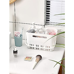 3 Packs Portable Plastic Storage Baskets,Eyluck Plastic Organizer Storage Baskets with Handles,Shower Caddy Basket Organizer Bins for Kitchen Bathroom-11 x 7.7 x 6.2 Inch ,White