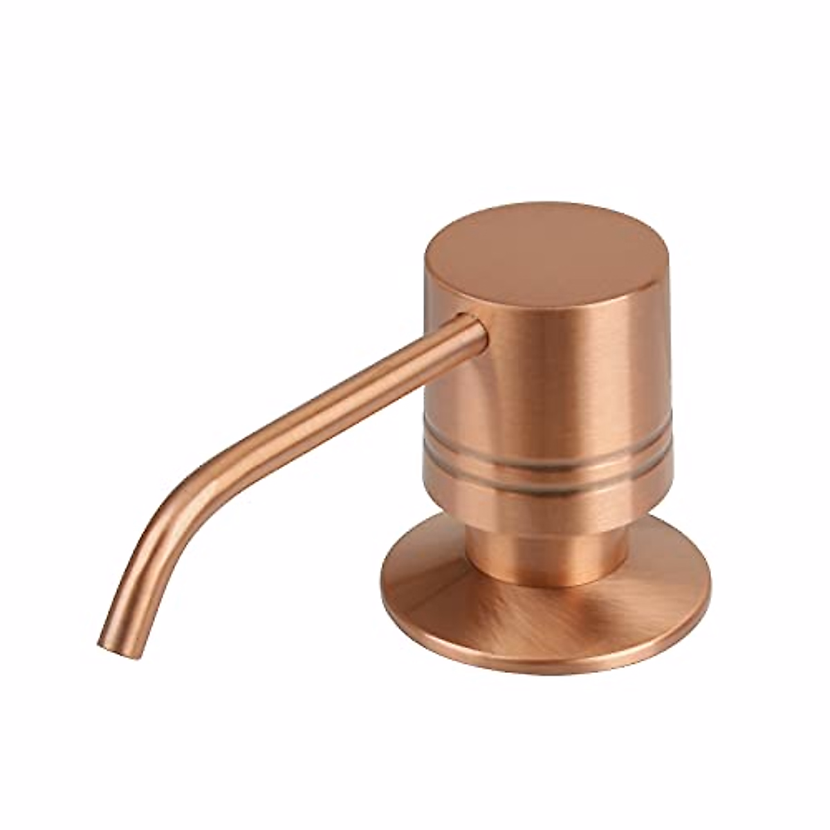Akicon Copper Soap Dispenser for Kitchen Sink, Brass Body Refill from Top, Built in Design with Large Liquid Soap 17 OZ Bottle, Countertop Soap Dispenser (Copper, Modern)