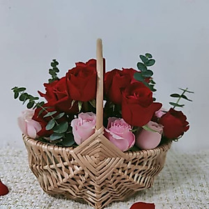 WYI Rattan Flower Basket, Handmade Wicker Planter Basket with Plastic Liner & Handle, Woven Storage Basket for Home Wedding Garden Decoration, Brown,S(445MWRMURZRG2O2814UOR)