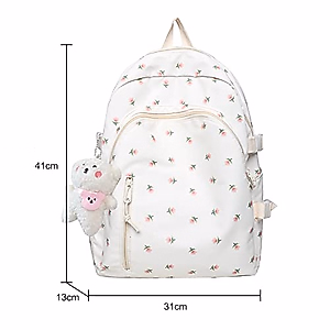 Cute Kawaii Backpack Floral Backpack for School Coquette Aesthetic Backpack Rucksack for Women Girls Coquette School Bag