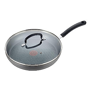 T-fal Ultimate Hard Anodized Nonstick Fry Pan with Lid 10 Inch Cookware, Pots and Pans, Dishwasher Safe Grey