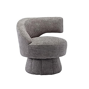 i-POOK 360 Degree Swivel Accent Chair, Upholstered Round Armchairs with 21.65" Deep Seat, Comfy Barrel Chair Club Chair for Living Room, Reading Room, Grey